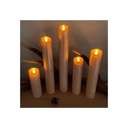 Online-Fuchs LED-Kerze 5er Set Kerzen im XXL-Hoch-Format aus Echtwachs Farben wählbar (Silber