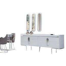 JVmoebel Esszimmer-Set Perfekte Esszimmer Set aus Esstisch 4x Stühle Anrichte TV Lowboard
