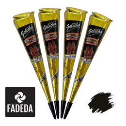 FADEDA Schmuck-Tattoo 4x FADEDA 100% Natural Henna Paste Cones Kegel (Natur-Braun) No Mix