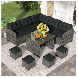 OKWISH Gartenlounge-Set Sofa Tisch Esstisch Outdoor Sitzgruppe