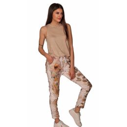 Charis Moda Jogger Pants Hose mit Tunnelzugschnürung modisches Blätter Design