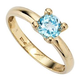 Schmuck Krone Fingerring Damenring Ring Goldring Topas blau 333 Gold Gelbgold schlicht Damen