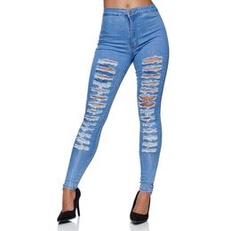 Elara High-waist-Jeans Elara Damen Jeans High Waist Destroyed (1-tlg)