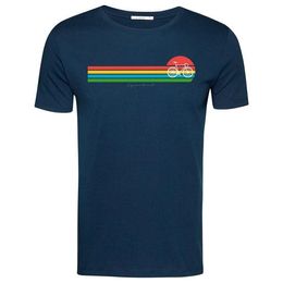 Greenbomb - Bike Sunset Stripes Guide - T-Shirts - T-Shirt Gr M blau