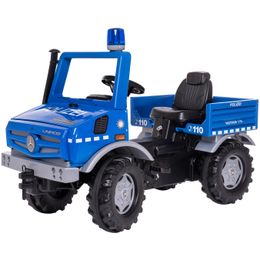 Tretfahrzeug Rolly Toys "rollyUnimog Polizei" Tretfahrzeuge blau Kinder Kettcar Tretfahrzeug