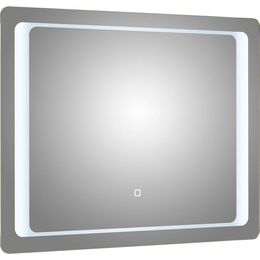 Badspiegel SAPHIR "Quickset Spiegel inkl. LED-Beleuchtung und Touchsensor, 90 cm breit" Gr. B/H/T: 90 cm x 70 cm x 3 cm, silberfarben (alufarben) Badspiegel