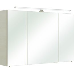 Spiegelschrank SAPHIR "Quickset Badezimmer-Spiegelschrank inkl LED-Aufsatzleuchte" Schränke Gr. B/H/T: 110 cm x 70 cm x 20 cm, 3 St., weiß (eiche weiß) Spiegelschrank mit Beleuchtung Spiegelschränke