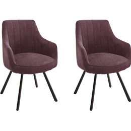 Esszimmerstuhl MCA furniture "Sassello" Stühle Gr. B/H/T: 60 cm x 87 cm x 61 cm, 2 St., Metall, rot (merlot, schwarz matt lackiert) Küchenstühle