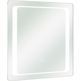 Badspiegel SAPHIR "Quickset Spiegel inkl. LED-Beleuchtung und Touchsensor, 70 cm breit" Gr. B/H/T: 70 cm x 70 cm x 3 cm, silberfarben (alufarben) Badspiegel