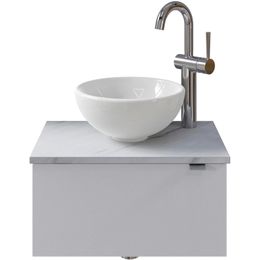 Waschtisch SAPHIR "Serie 6915 Waschschale mit Unterschrank für Gästebad, Gäste WC" Waschtische Gr. Türanschlag links-Armaturbohrung rechts, weiß (weiß glanz, marmor weiß, glanz) Waschtische