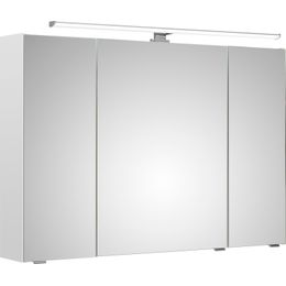 Spiegelschrank SAPHIR "Quickset Badschrank, 3 Spiegeltüren, 6 Einlegeböden, 105 cm breit" Schränke Gr. B/H/T: 105 cm x 70 cm x 16 cm, 3 St., weiß (weiß glanz, hochglanz) Spiegelschrank mit Beleuchtung Spiegelschränke