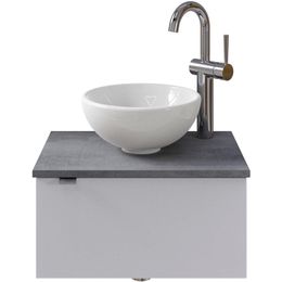 Waschtisch SAPHIR "Serie 6915 Waschschale mit Unterschrank für Gästebad, Gäste WC" Waschtische Gr. Türanschlag rechts-Armaturbohrung rechts, weiß (weiß glanz, o x id dunkelgrau, glanz) Waschtische