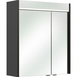 Spiegelschrank SAPHIR "Quickset 327 Badschrank, 2 Spiegeltüren, Einlegeböden, 60 cm breit" Schränke Gr. B/H/T: 60 cm x 70 cm x 20 cm, 2 St., grau (anthrazit dekor) Bad-Spiegelschränke
