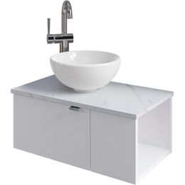 Waschtisch SAPHIR "Serie 6915 Waschschale mit Unterschrank für Gästebad, Gäste WC" Waschtische Gr. Türanschlag links-Armatur links, weiß (weiß glanz, marmor weiß, glanz) Waschtische