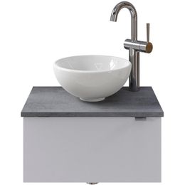 Waschtisch SAPHIR "Serie 6915 Waschschale mit Unterschrank für Gästebad, Gäste WC" Waschtische Gr. Türanschlag links-Armaturbohrung rechts, weiß (weiß glanz, o x id dunkelgrau, glanz) Waschtische