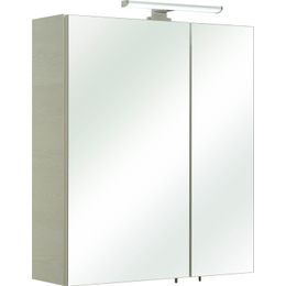 Spiegelschrank SAPHIR "Quickset Badezimmer-Spiegelschrank inkl LED-Aufsatzleuchte" Schränke Gr. B/H/T: 60 cm x 70 cm x 20 cm, 2 St., weiß (eiche weiß) Spiegelschrank mit Beleuchtung Spiegelschränke