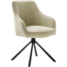 Esszimmerstuhl MCA furniture "KASAMA" Stühle Gr. B/H/T: 62 cm x 91 cm x 62 cm, Strukturstoff, Metall, beige (creme, schwarz matt lackiert)