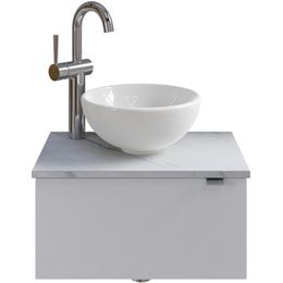 Waschtisch SAPHIR "Serie 6915 Waschschale mit Unterschrank für Gästebad, Gäste WC" Waschtische Gr. Türanschlag links-Armaturbohrung links, weiß (weiß glanz, marmor weiß, glanz) Waschtische