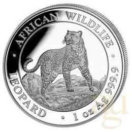 Mendler 1 Unze Silbermünze Somalia African Wildlife Leopard 2022