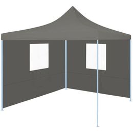 Profi-Partyzelt Faltbar Gartenzelt Faltzelt für Camping/Markt/Festival Pavillon Faltbar mit 2 Seitenwänden 2×2m Stahl Anthrazit XDGN116025 MAISONCHIC