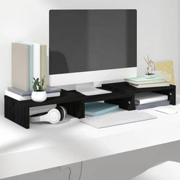 Prolenta Premium - Monitorständer Schwarz 60x24x10,5 cm Massivholz - Schwarz