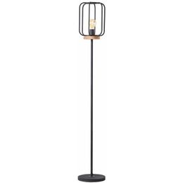 Lampe, Tosh Standleuchte 1flg antik holz/schwarz korund, 1x A60, E27, 40W, Holz aus nachhaltiger Waldwirtschaft (fsc) - braun - Brilliant