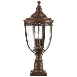 etc-shop Außenleuchte Standlaterne Sockelleuchte Bronze Pressglas Gartenlampe 3 Flammig