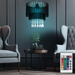 etc-shop - Pendelleuchte Hängelampe Kronleuchter Esstischlampe Wohnzimmerleuchte, Metall schwarz Textil Kristalle Kunststoff, rgb led dimmbar