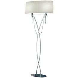Inspired Lucca Stehlampe 2-flammig E27, poliertes Chrom, weißer Schirm und klares Kristall