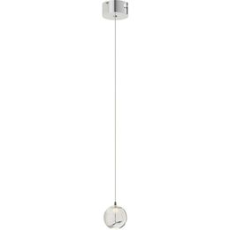 LUCANDE - LED-Pendellampe Hayley mit Glaskugel, 1-fl., chrom - klar, chrom