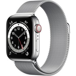 Apple Watch (Series 6) 2020 GPS + Cellular 44 mm - Aluminium Silber - Milanaise Armband Silber