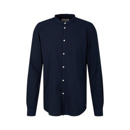 Tom Tailor Denim Herren Stehkragenhemd mit feiner Struktur, blau, Uni, Gr. XXL