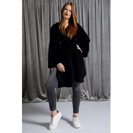 Ulla Popken Cape Poncho Wolle Oversized Kapuze Langarm