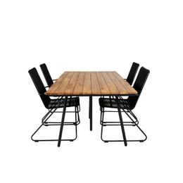 ebuy24 Garten-Essgruppe Chan Gartenset Tisch 100x200cm und 4 Stühle Armleh