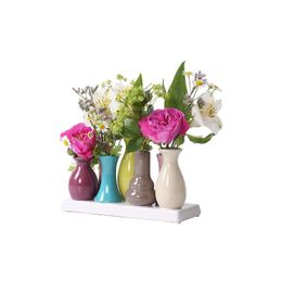 Jinfa Dekovase Handgefertigte kleine Keramik Deko Blumenvasen (7 Vasen Set Bunt)