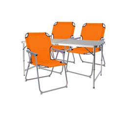 Mojawo Essgruppe 4-teiliges Campingmöbel Set Alu 120x60x58/70cm Orange