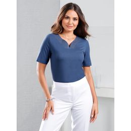 Kurzarmshirt Lady "Shirt" Gr. 46, blau (jeansblau) Damen Shirts Jersey