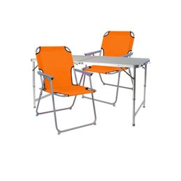 Mojawo Essgruppe 3-teiliges Campingmöbel Set Alu 120x60x58/70cm Orange
