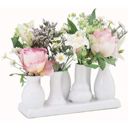 Jinfa Dekovase Handgefertigte kleine Keramik Deko Blumenvasen (7 Vasen Set weiß)