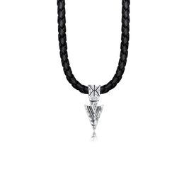 Kette mit Anhänger Kuzzoi "Herren Lederkette Arrow Pfeil Oxidiert 925 Silber" Halsketten Gr. 50, ohne Stein, Silber 925 (Sterlingsilber), Länge: 50 cm, silberfarben (silber) Herren