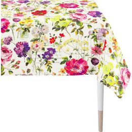 Apelt Tischdecke 6850 SUMMERTIME, Sommerdeko, Sommer (1-tlg), mit Sommerblüten, Digitaldruck, Blüten Motiv, bunt|weiß
