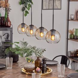 hofstein Koyoto Pendelleuchte Glas 15cm Bernsteinfarben, Klar, 4-flammig