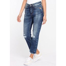 Gang Mom-Jeans 94JULY mit Destroyed-Effekten, blau