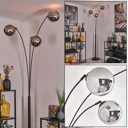 hofstein Gastor Stehleuchte Glas 15 cm Schwarz, 3-flammig