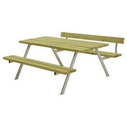 Plus Picknicktisch Alpha Stahl-Holz 177 x 173 x 73 cm natur mit Rückenlehne