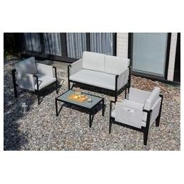 TrendLine Loungeset Edelstahl Amalfi 4-teilig mit Sofa, Sesseln und Tisch