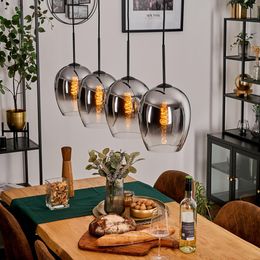 hofstein Vevino Pendelleuchte Glas 20cm Chrom, Klar, 4-flammig