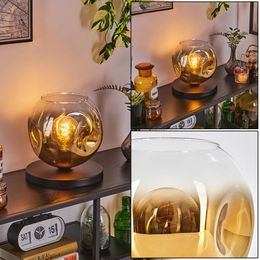 hofstein Ripoll Tischleuchte Glas 25cm Gold, Klar, 1-flammig