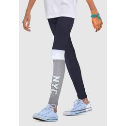 Arizona Leggings NYC Druck am Bein, blau|grau|weiß