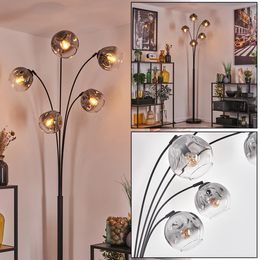 hofstein Ripoll Stehleuchte Glas 15 cm Schwarz, 5-flammig